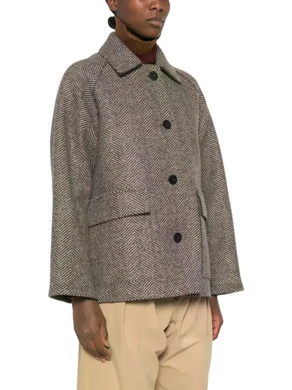 Harris Wharf London Herringbone-pattern Flap-pocket Jacket - Grey