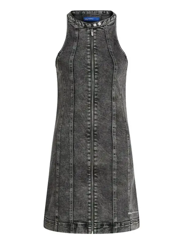 Karl Lagerfeld Sleeveless Zip-up Mini Dress - Grey