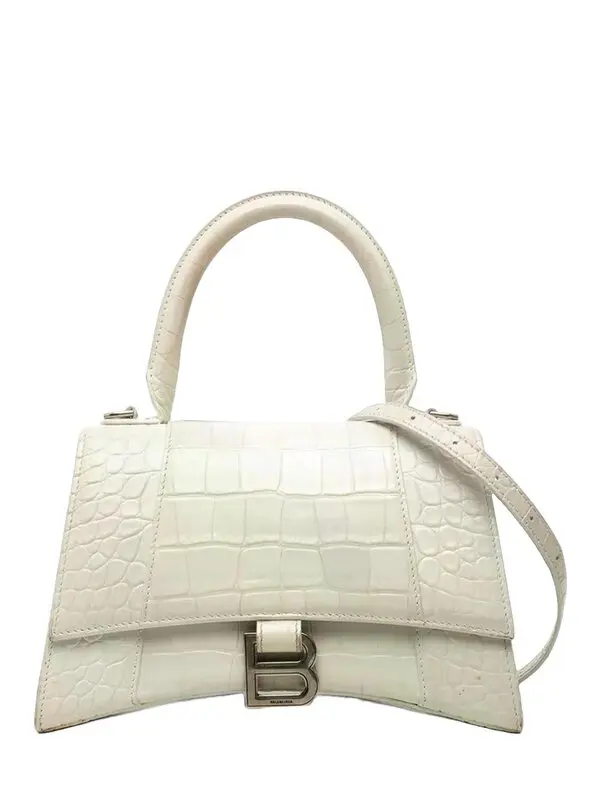 Balenciaga Small Hourglass Top Handle Bag Satchel - White