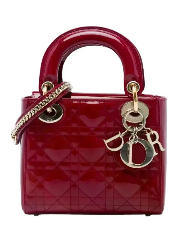 Dior Mini Patent Cannage Lady Satchel - Red