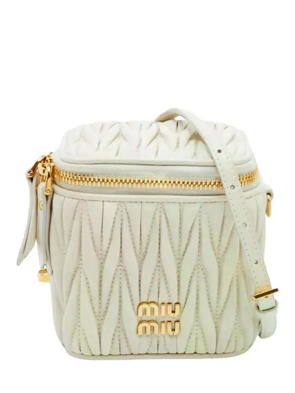 Miu Miu Matelassé Leather Crossbody Bag - Neutrals