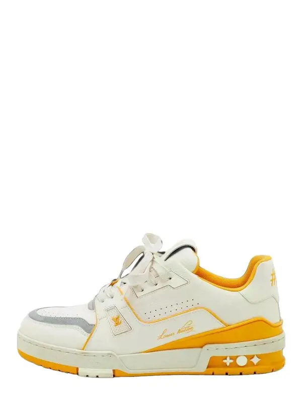 LOUIS VUITTON White Leather Perforated Trainer Sneakers - Neutrals