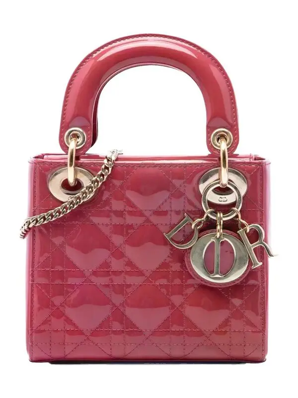 Dior Patent Cannage Lady Satchel - Red