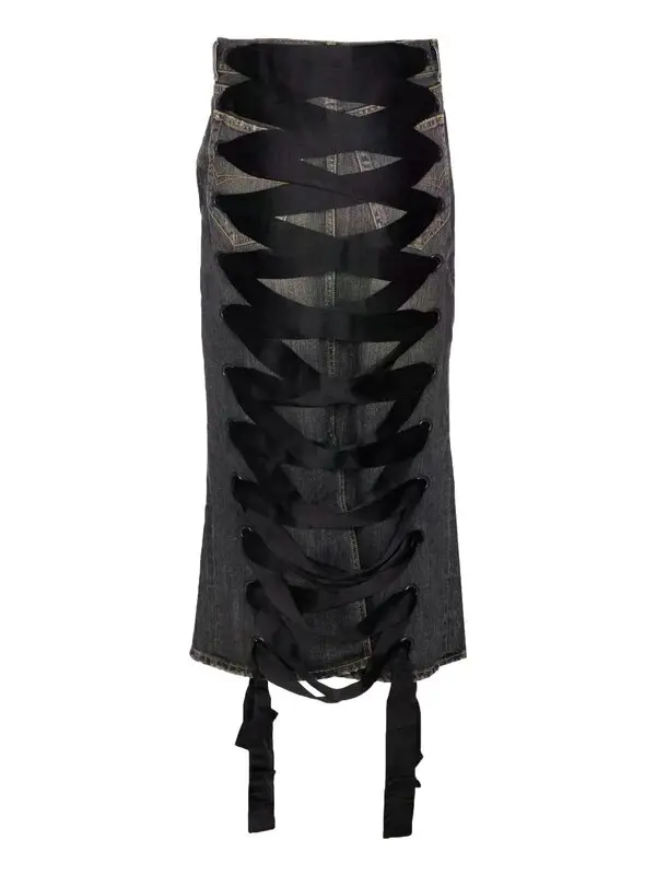 Balenciaga Lace-up Denim Maxi Skirt - Grey