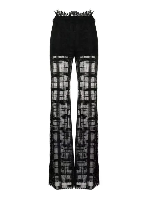 Alberta Ferretti Floral-lace Flared Tulle Trousers - Black
