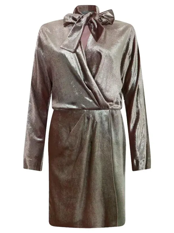 Alberta Ferretti Velvet Bow Mini Dress - Brown