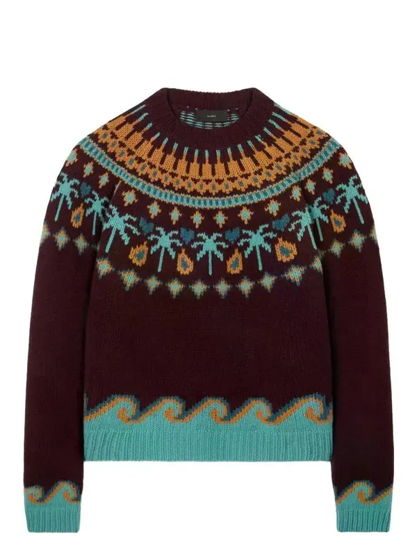 Alanui Virgin Wool Fair Isle Knit Sweater - Red