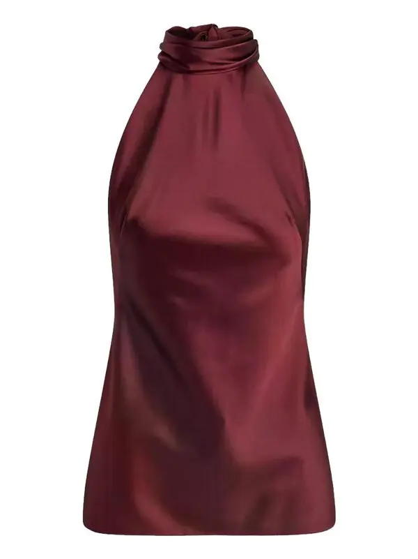 Polo Ralph Lauren Chilton Stretch Silk Charmeuse Halter Top - Red