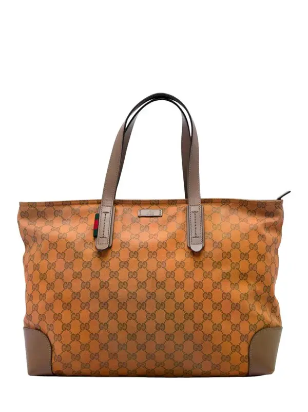 Gucci Gg Canvas Web Tote Bag - Orange