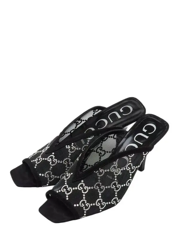 Gucci Crystal-embellished Mesh Slingback Sandals - Black