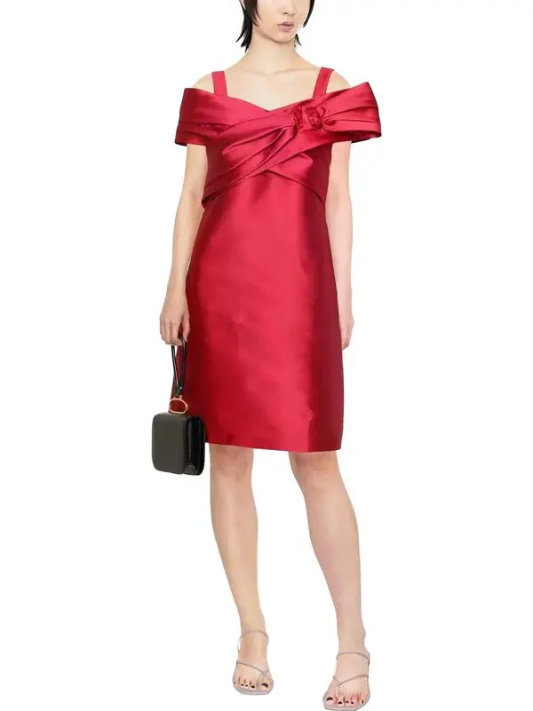 Alberta Ferretti Bow-detail Off-shoulder Dress - Red