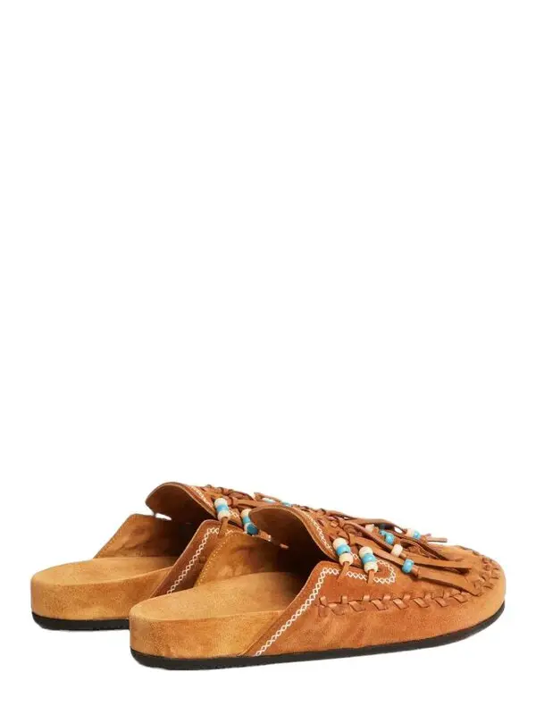 Alanui The Journey Beaded Fringed Mules - Brown
