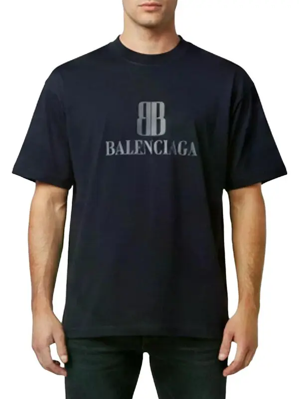 Balenciaga Nano Bb Logo Print Cotton T-shirt - Blue