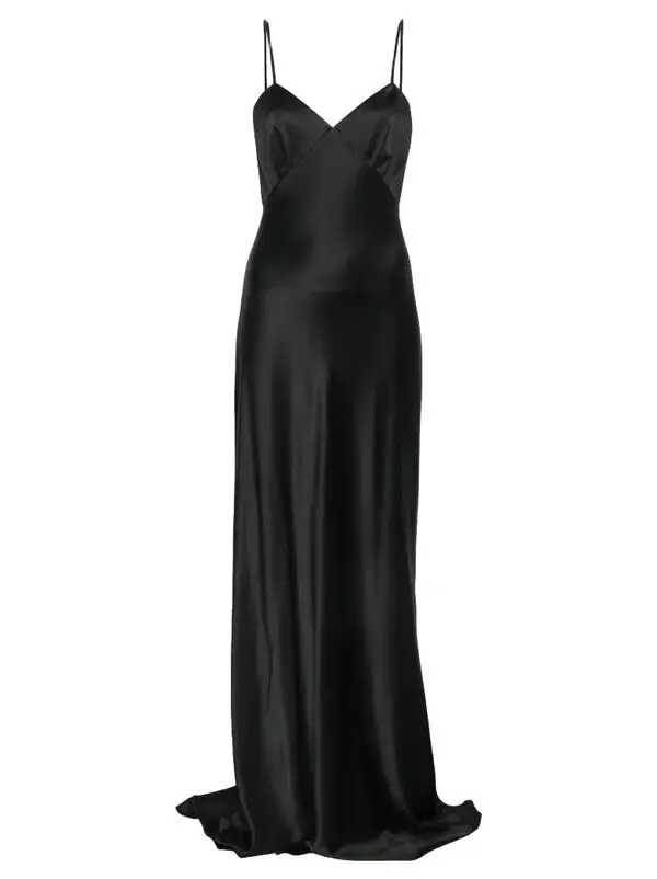 Max Mara Satin-finish Back-cutout Dress - Black