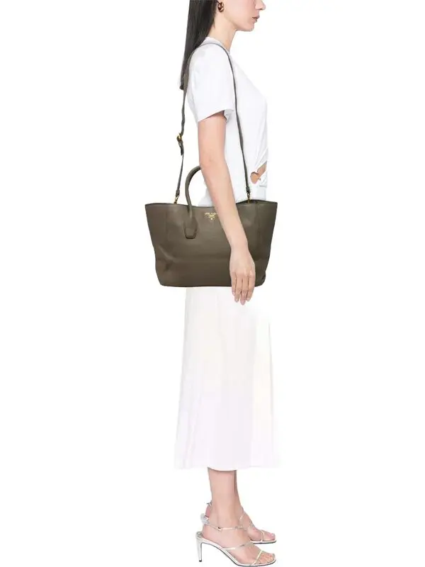Prada Vitello Daino Convertible Tote Satchel - Brown
