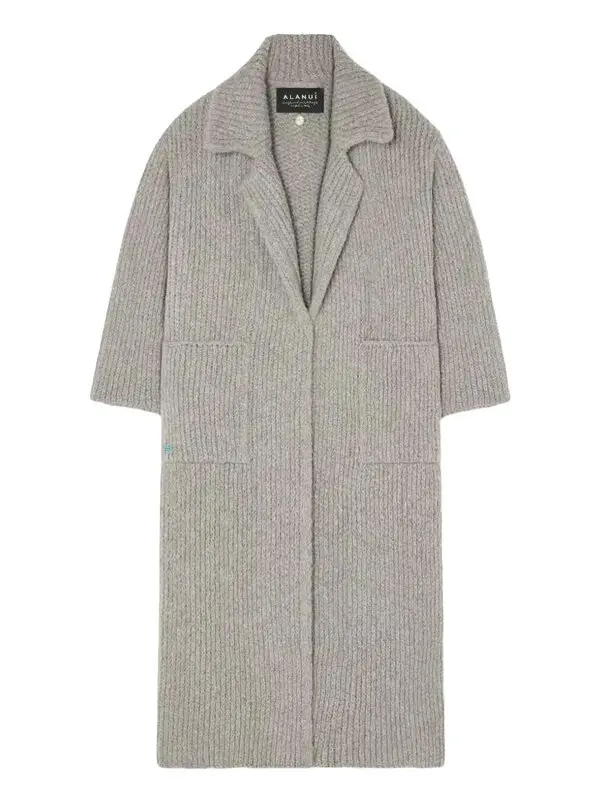 Alanui Belted Ribbed Knit Coat - Grey