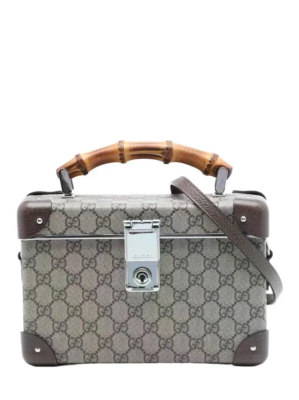 Gucci Gg Supreme Bamboo Vanity Bag Satchel - Neutrals
