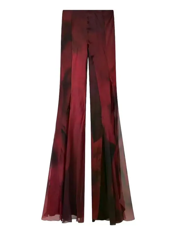 Alberta Ferretti Gradient Silk Palazzo Trousers - Red