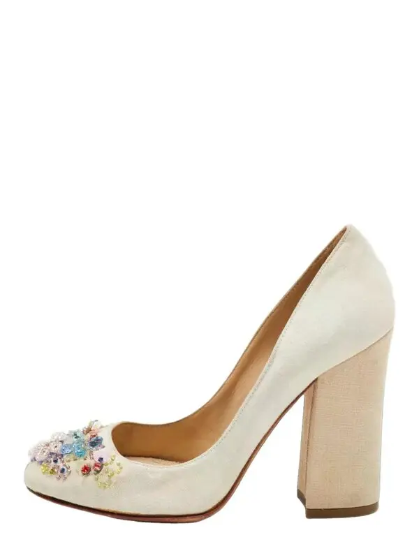 Dolce & Gabbana Embellished Canvas Round-toe Pumps - Neutrals