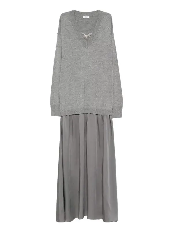 Liu Jo Layered-effect Lace-trim Maxi Dress - Grey
