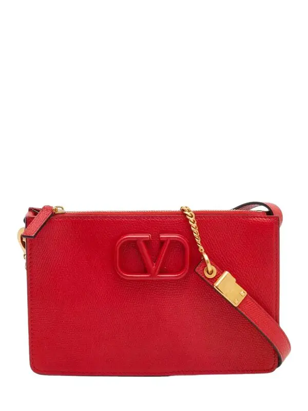 Valentino Garavani Vlogo Leather Shoulder Bag - Red
