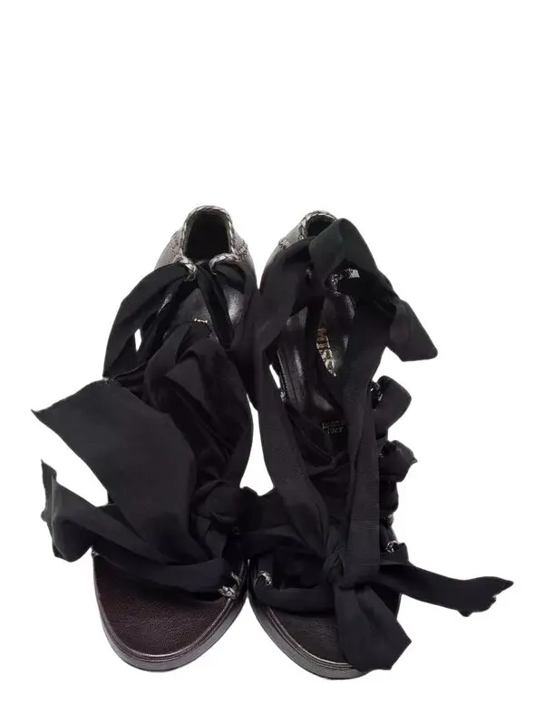 Missoni Woven Fabric Leather Sandals - Black