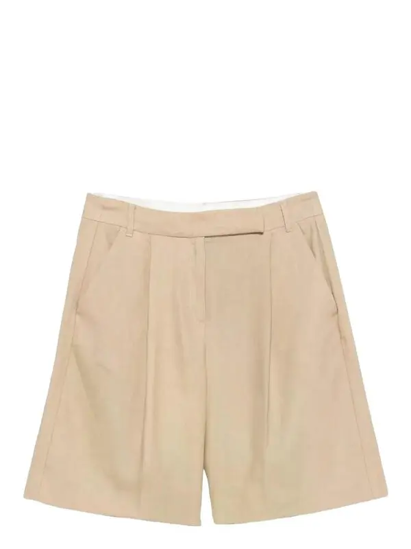I BLUES Pleated Twill Shorts - Neutrals