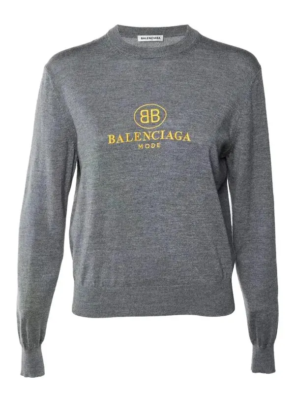 Balenciaga Logo-embroidered Sweater - Grey
