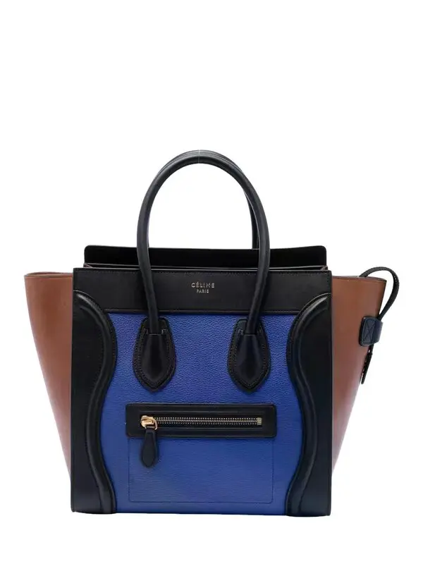 Celine 2014 Micro Tricolor Leather Luggage Tote Bag - Blue