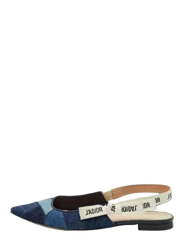 Dior J'adior Patchwork Slingback Flat Pumps - Blue