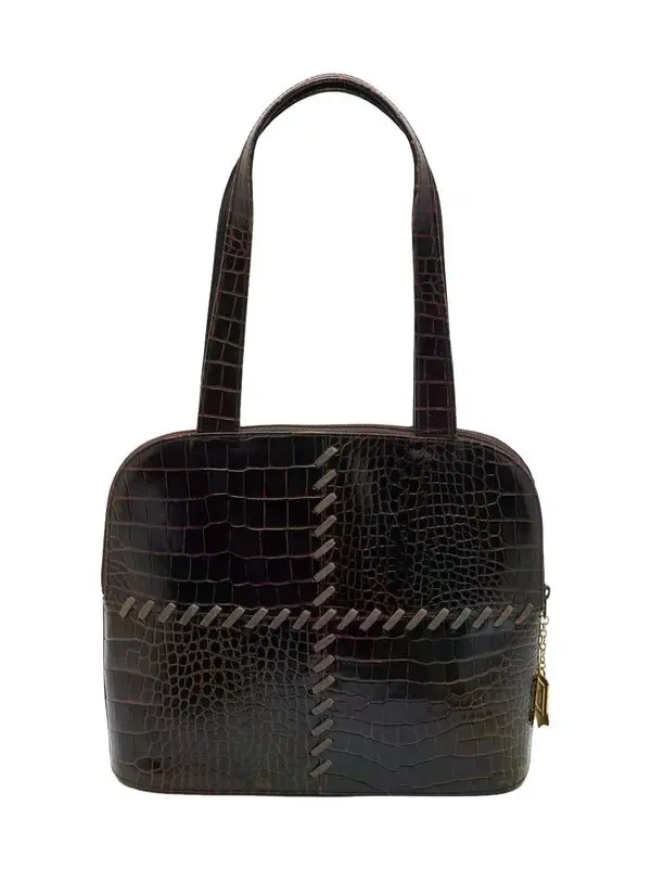 Saint Laurent Croc-embossed Shoulder Bag - Brown