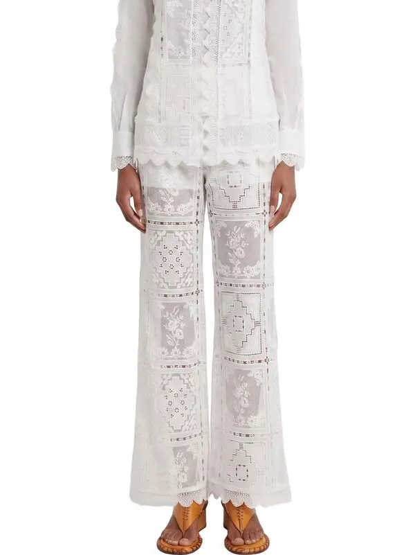 Zimmermann Embroidered Lace Trousers - Ivory
