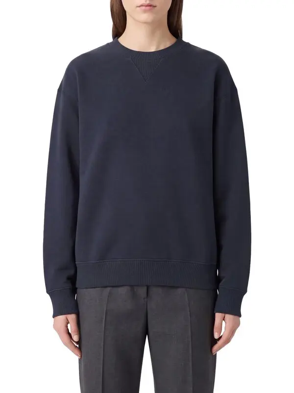 JIL SANDER Dropped-shoulder Cotton Crewneck Sweatshirt - Navy