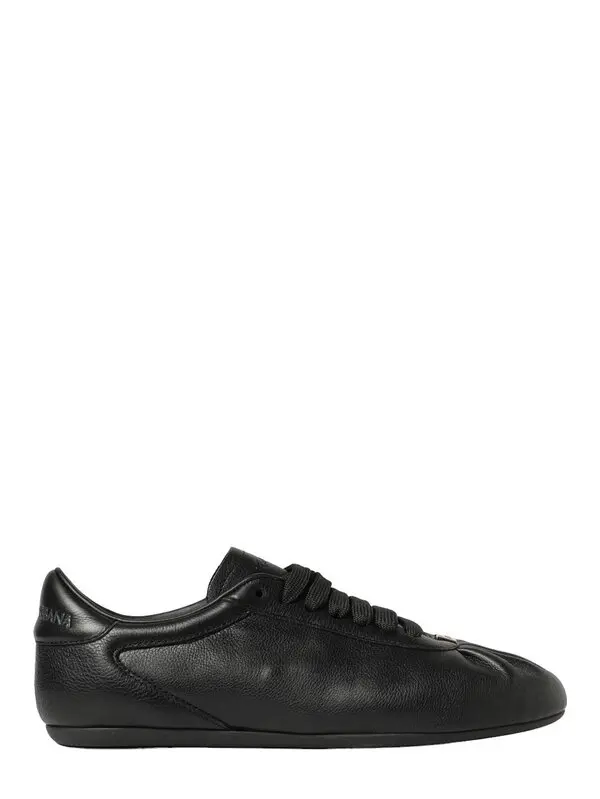 Dolce & Gabbana Low-top Calfskin Dg Monogram Sneakers - Black