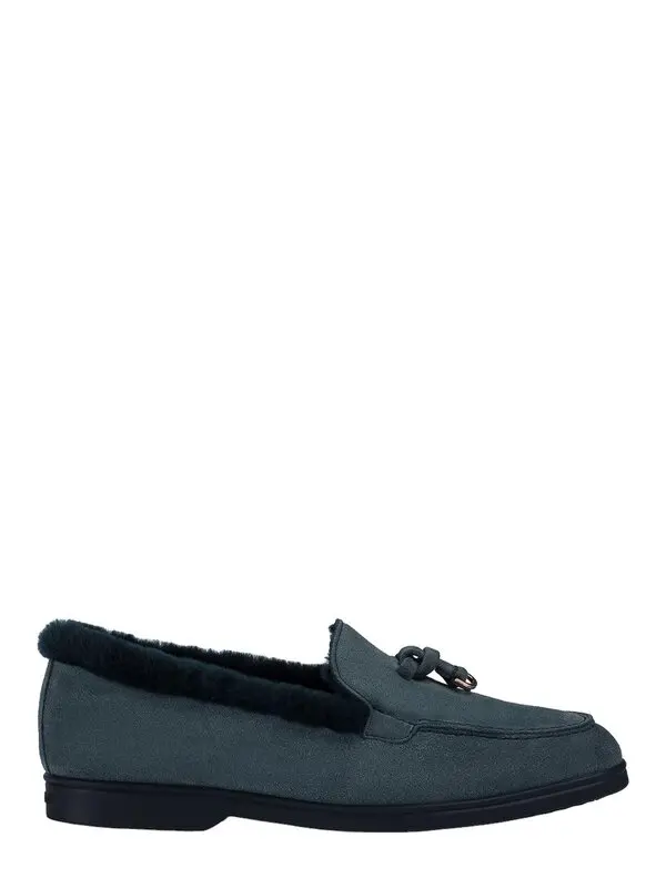 DOUCAL'S Suede Loafers With Shearling Lining - Blue