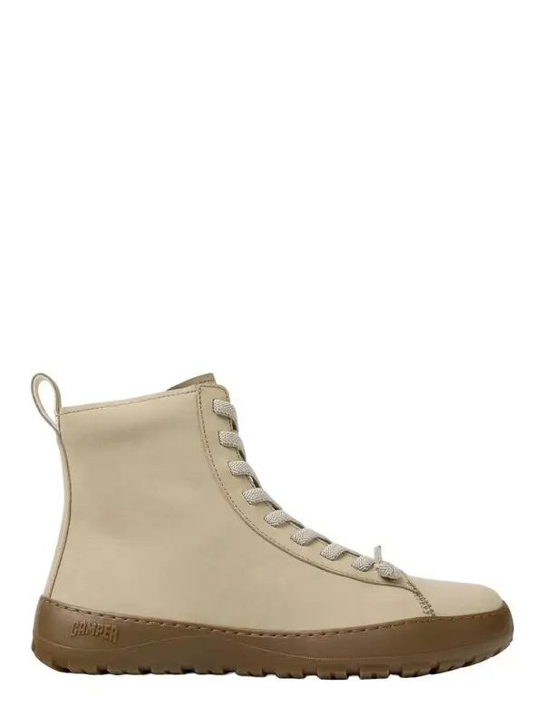 Camper Peu Serra Nubuck Ankle Boots With Side Zip - Beige
