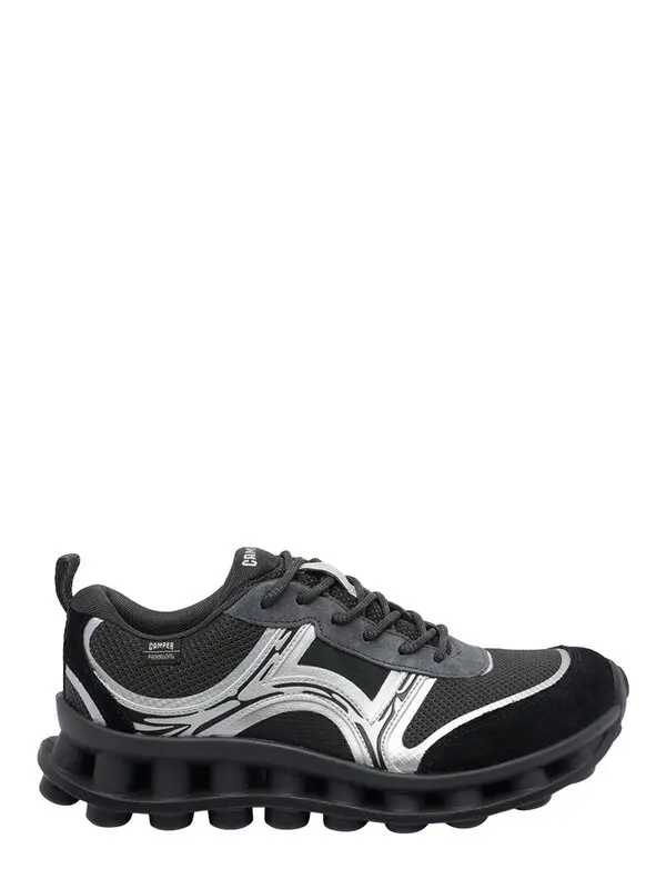 Camper Pelotissima Bi Abstract Design Leather And Nubuck Sneakers - Black