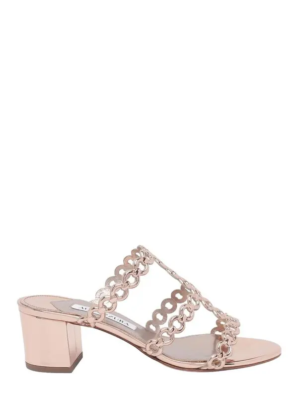 AQUAZZURA Patent Leather Open-toe Mid-heel Mules - Pink
