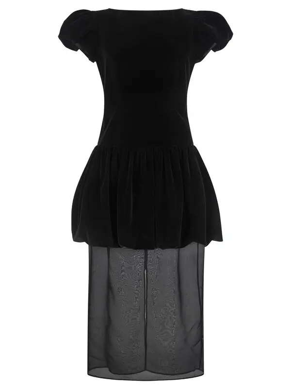 HARRIS TAPPER Velvet Puff-hem Dress - Black