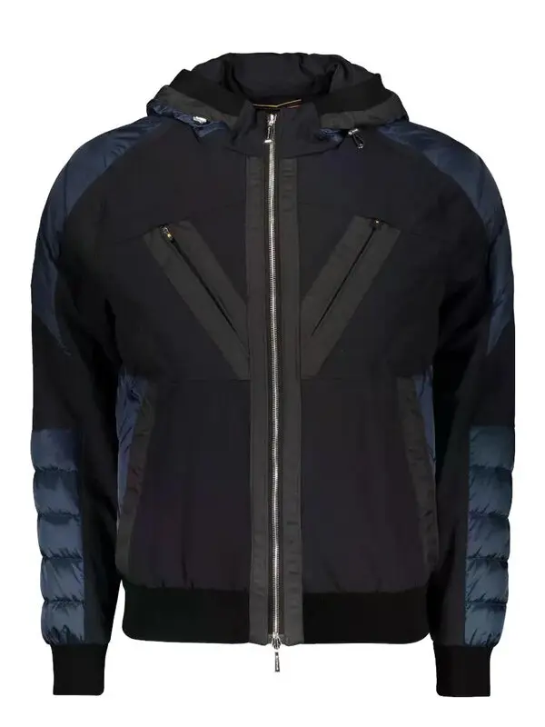 MOORER Padded-panels Hooded Sports Jacket - Blue