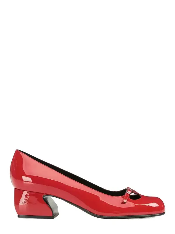 SERGIO ROSSI Calf Leather Patent Pumps - Red