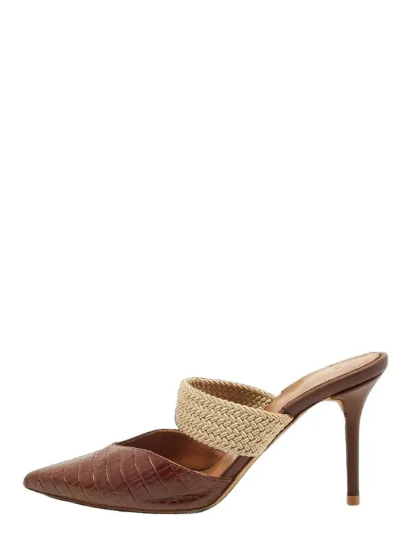 MALONE SOULIERS Maisie Croc-embossed Mules - Brown