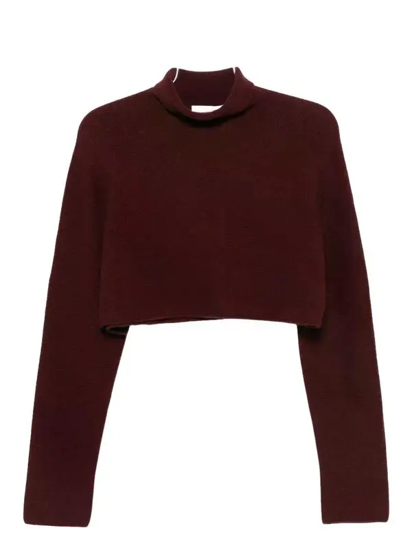 Christian Wijnants Mock Neck Cropped Sweater - Red