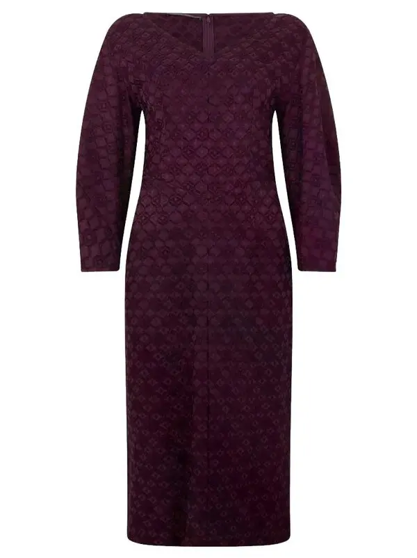Alberta Ferretti Geometric Pattern Long-sleeve Midi Dress - Red