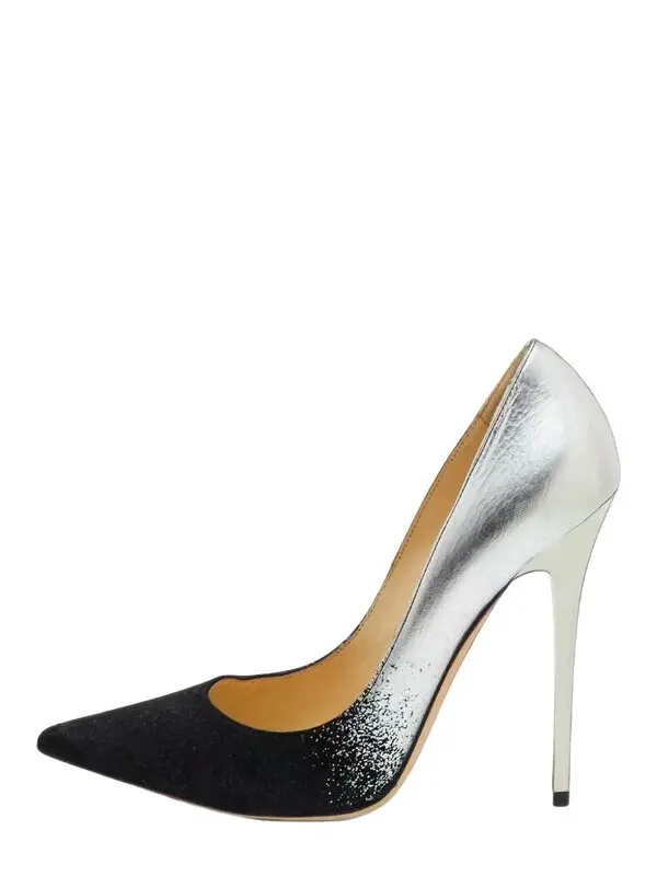JIMMY CHOO Suede Metallic Finish Pointed-toe Stiletto Pumps - Black