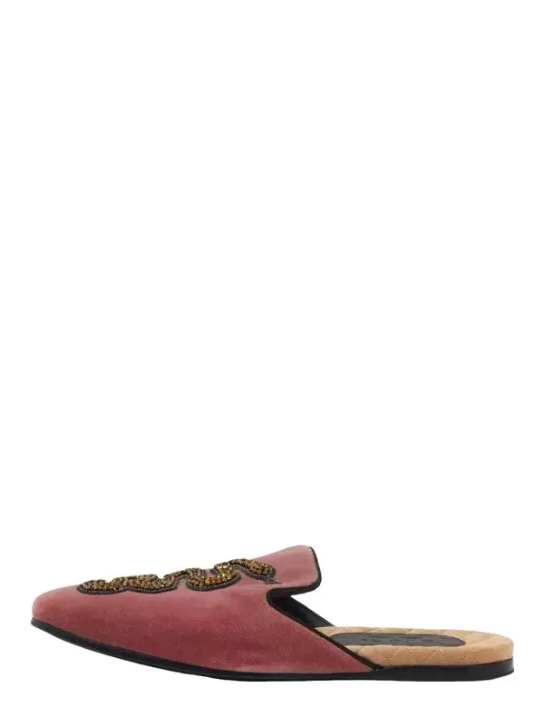 Gucci Embellished Snake Mules - Pink