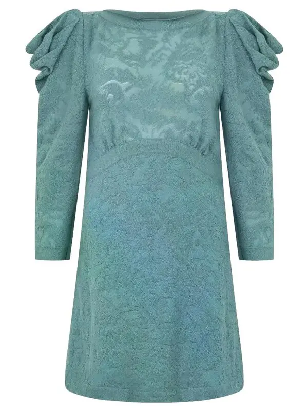 Alberta Ferretti Ruffled-sleeve Virgin Wool Mini Dress - Blue