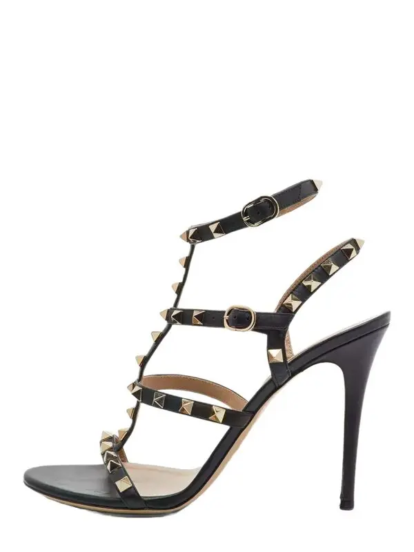 Valentino Garavani Leather Rockstud Stiletto Heeled Sandals - Black