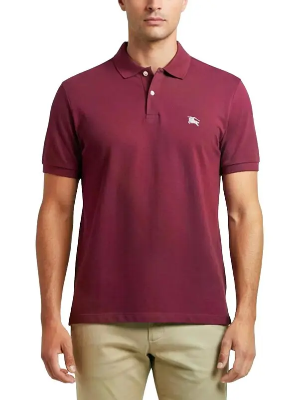 Burberry Embroidered-logo Piqué Polo Shirt - Red