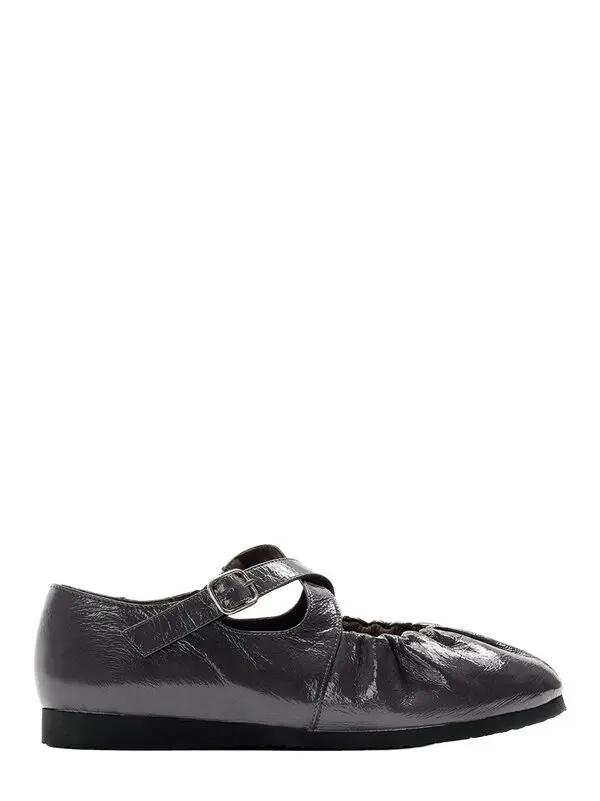 NAGUISA Bec Gloss Patent Leather Ballet Flats - Grey